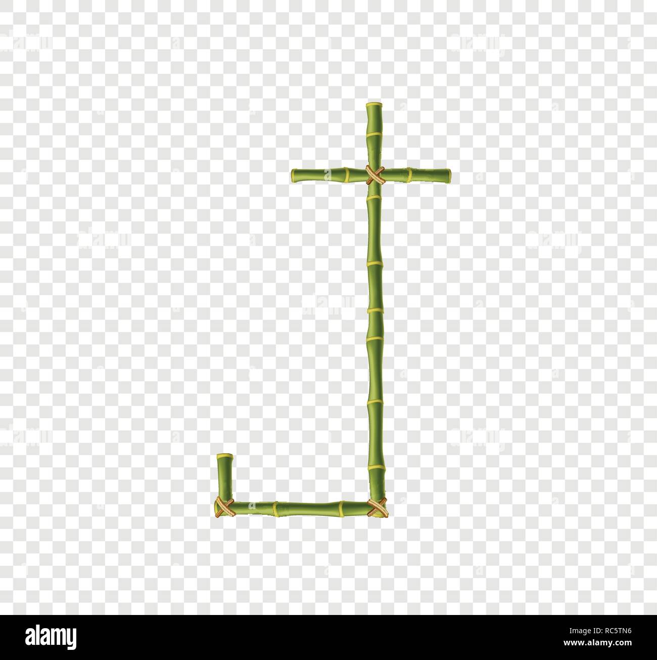 Vector bamboo alphabet. Capital letter J made of realistic green bamboo ...
