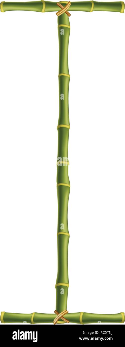 Vector bamboo alphabet. Capital letter I made of realistic green bamboo ...