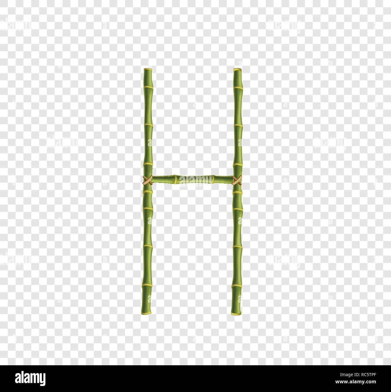 Vector bamboo alphabet. Capital letter H made of realistic green bamboo ...