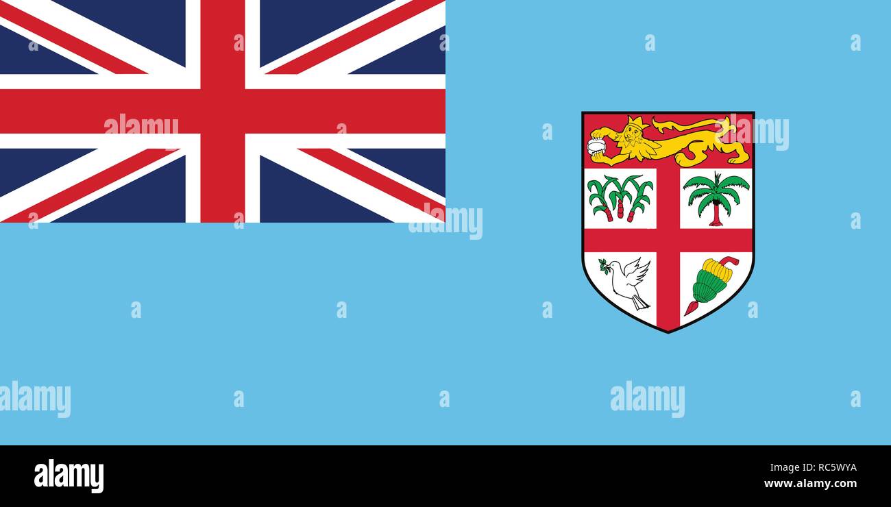Flag of Republic of Fiji in official rate and colors, vector Stock ...