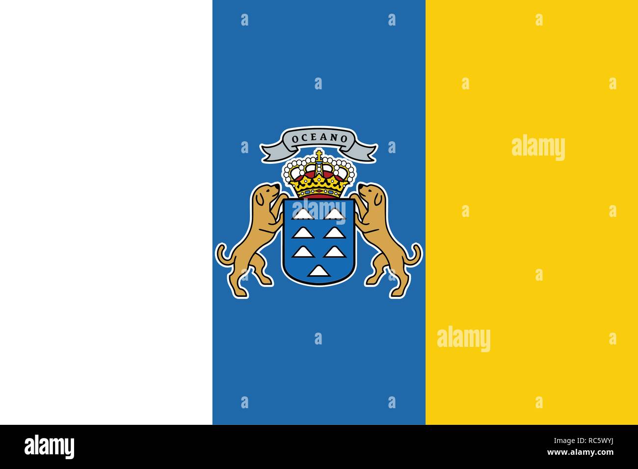 Flag of Canary Islands in official rate and colors, vector Stock Vector ...