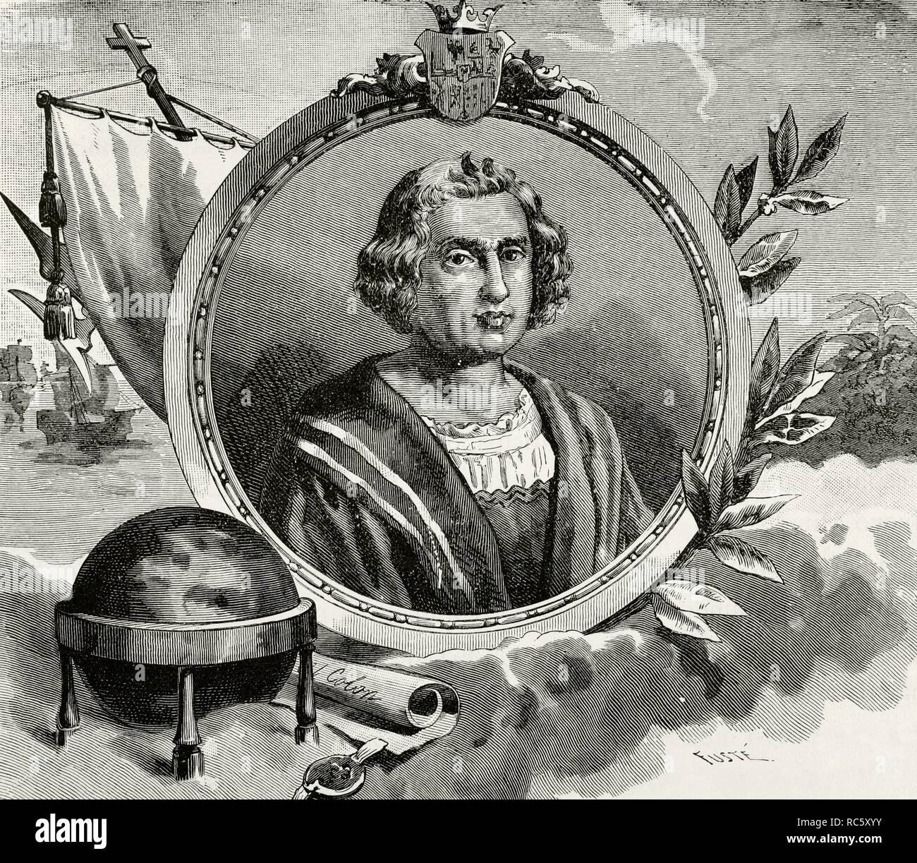 Christopher columbus discovered america in 1492 hi-res stock ...