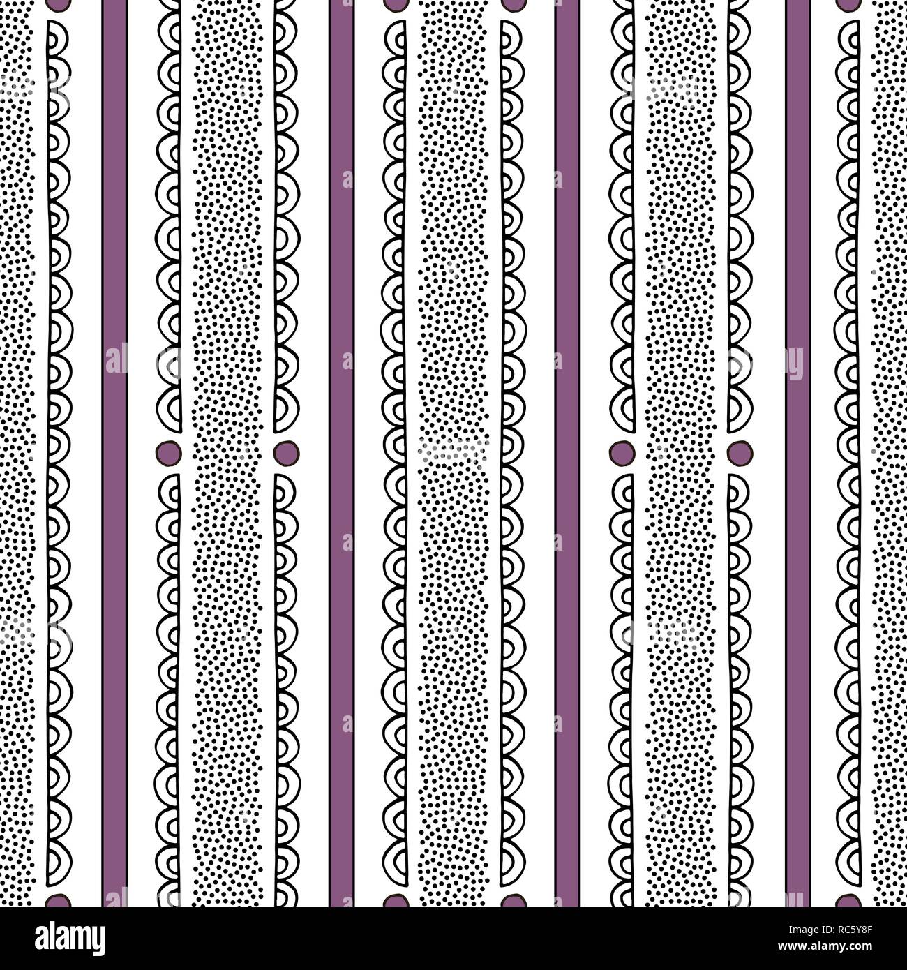 Dotted stripes and tracery ornament vector seamless pattern. Hand drawn ... Dotted stripes and tracery ornament vector seamless pattern. Hand drawn ...