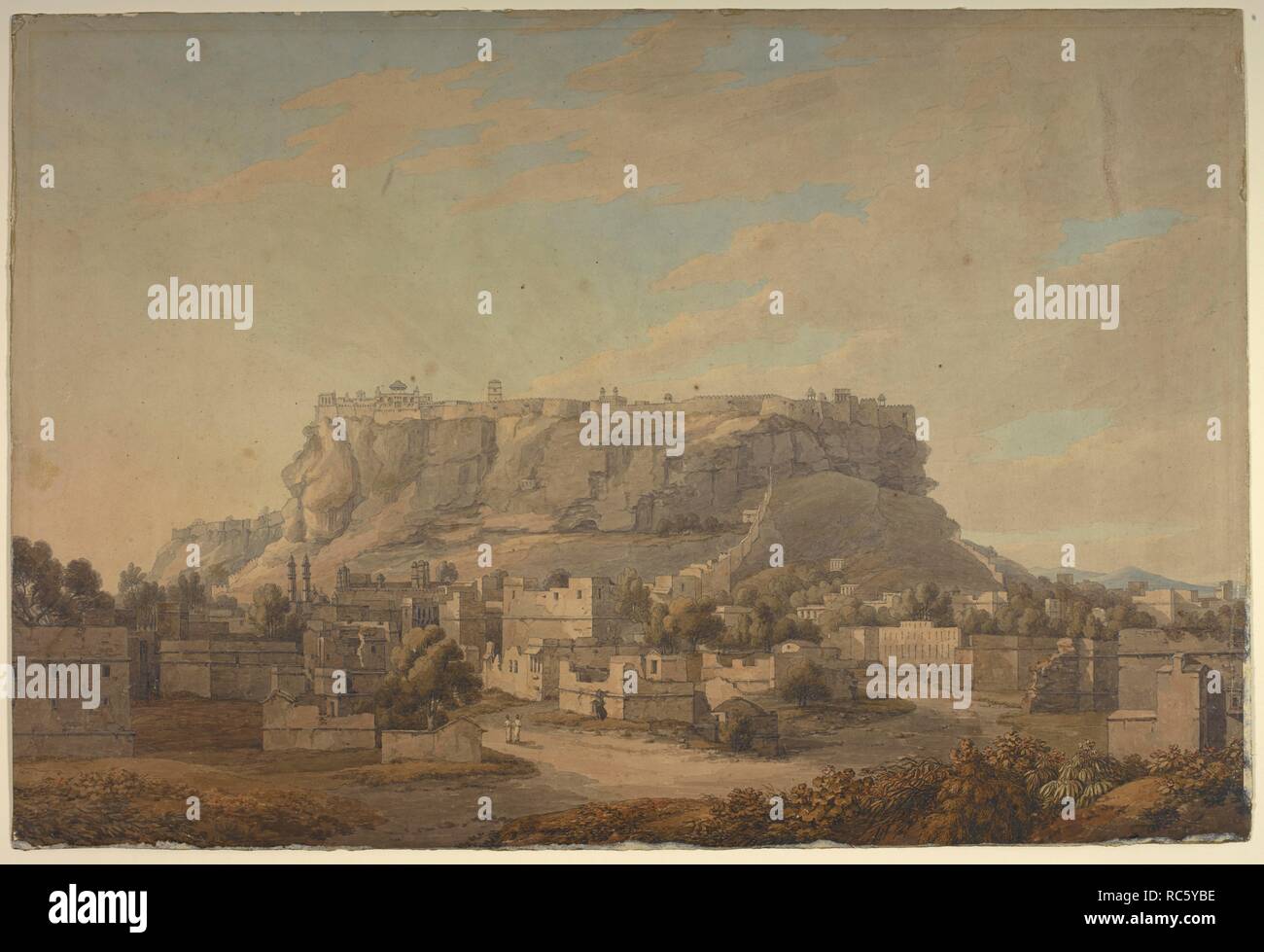 A view of Gwalior Fort from the north-west. c.1790. watercolour. Source ...