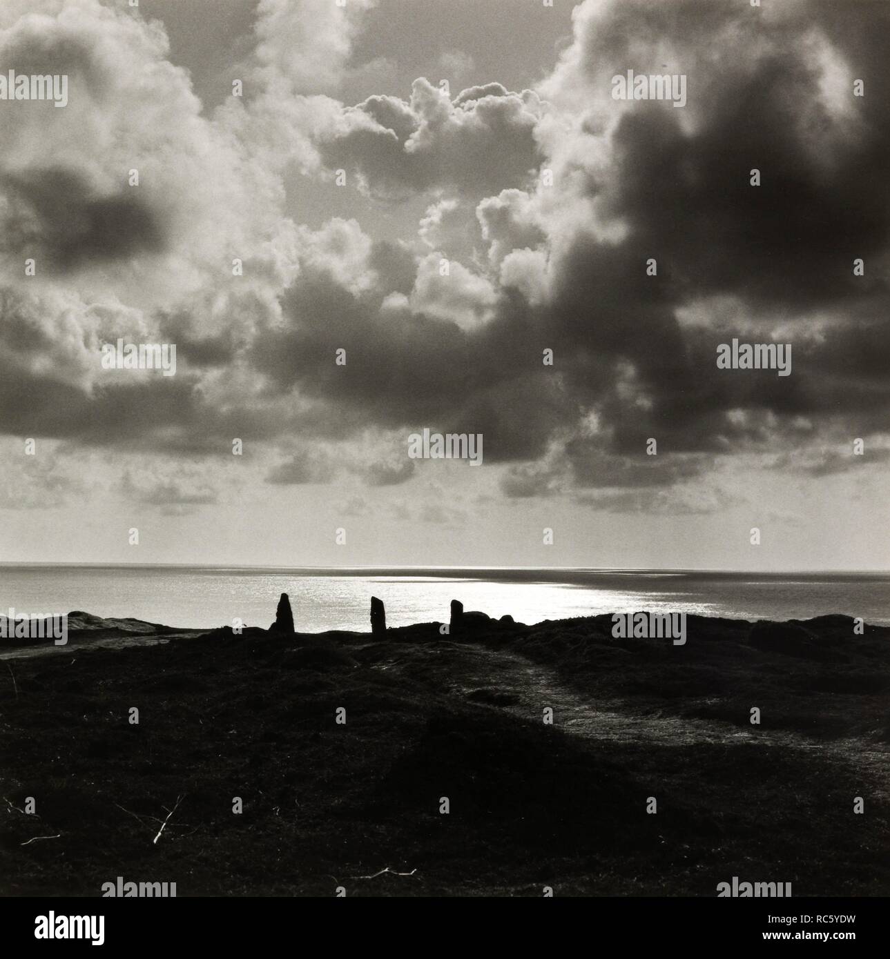 End of Small Stone Row; Penninis Scilly Isles. Monochrome. Source ...