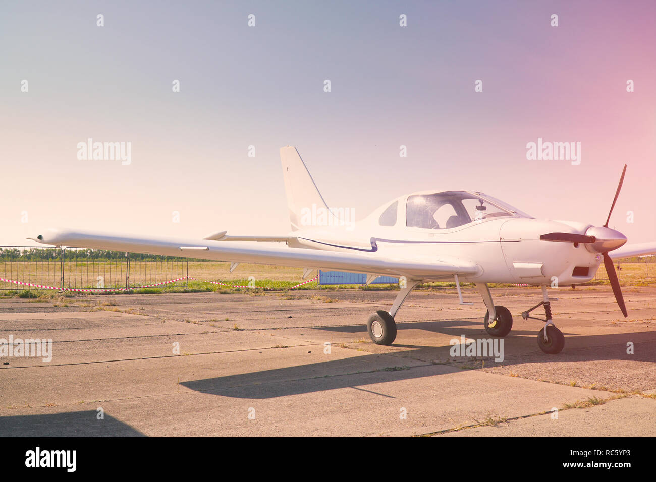Light single-engine aircraft at the airport Stock Photo - Alamy