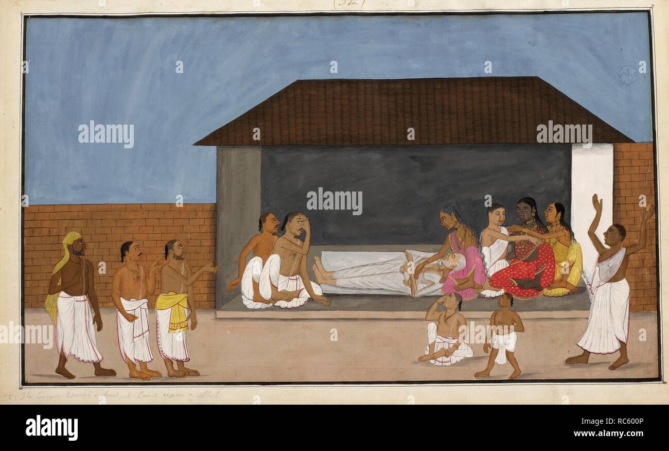 The corpse is washed and dressed and laid out on a mat. The relatives ...