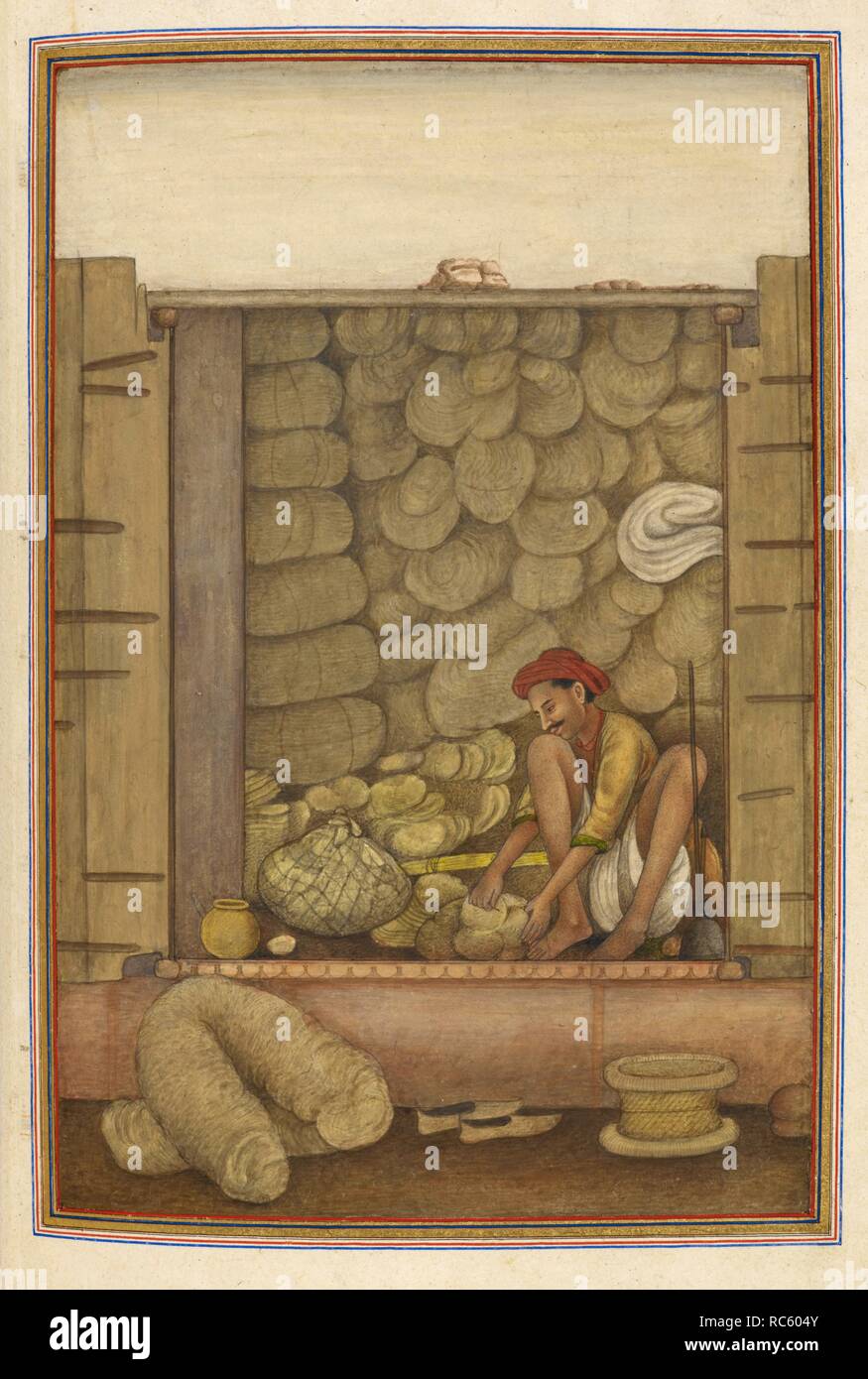 A Bari leaf-worker. Bari, a caste that maked plates and cups from ...