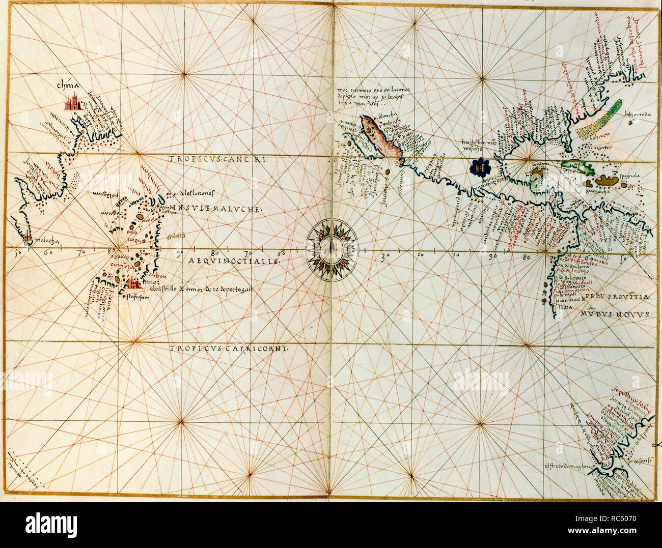 Pacific Ocean. Portolano. Italy, circa 1540. [Whole map] Map of the ...