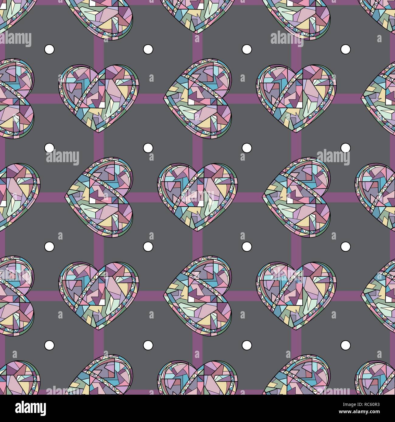 Hearts hand drawn vector seamless pattern. Valentines day holiday ...