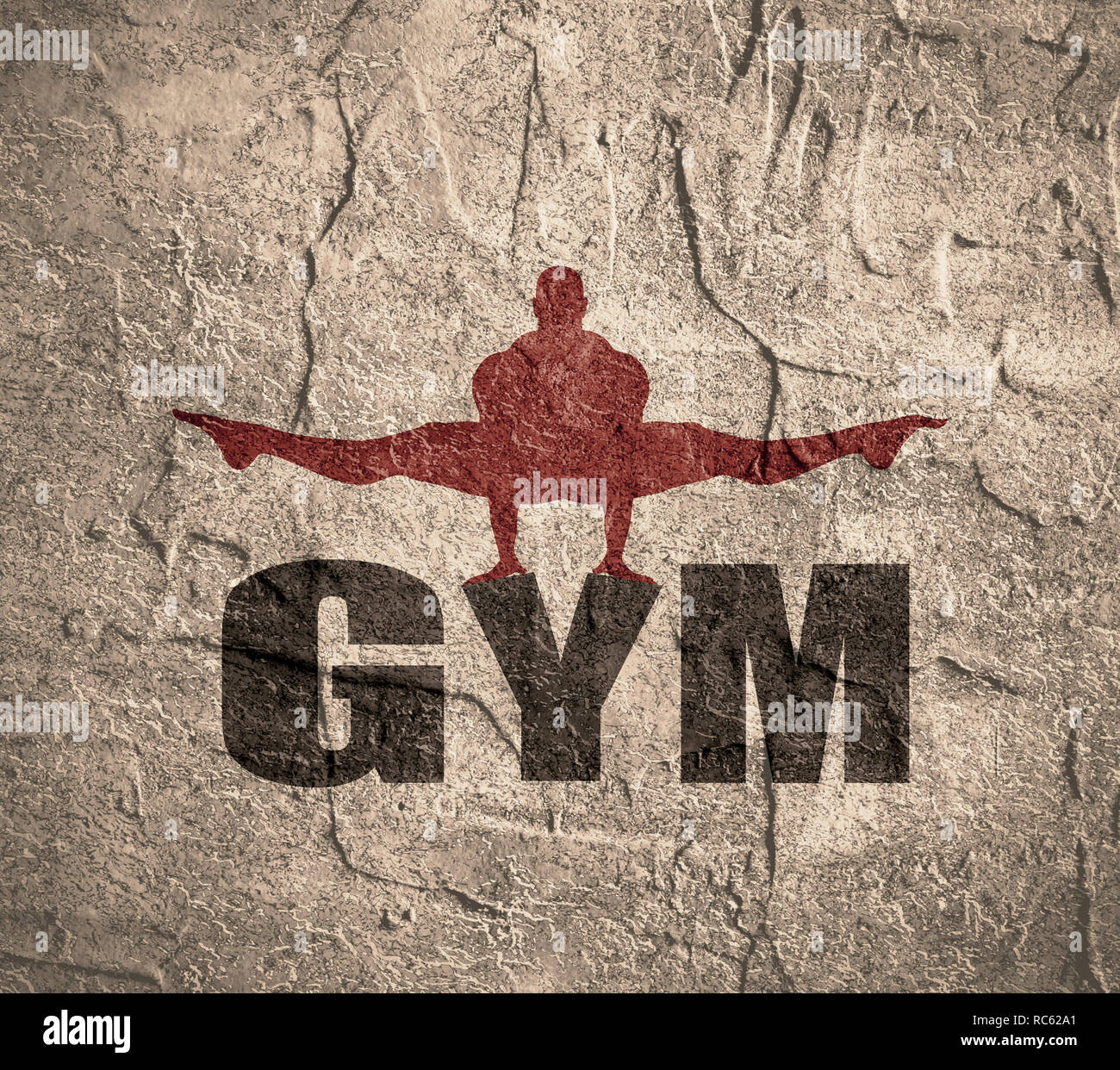 Muscular man posing on gym word Stock Photo - Alamy