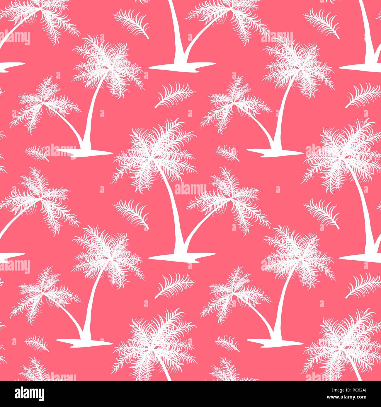 Seamless pink tropical background with palm trees Stock Photo - Alamy