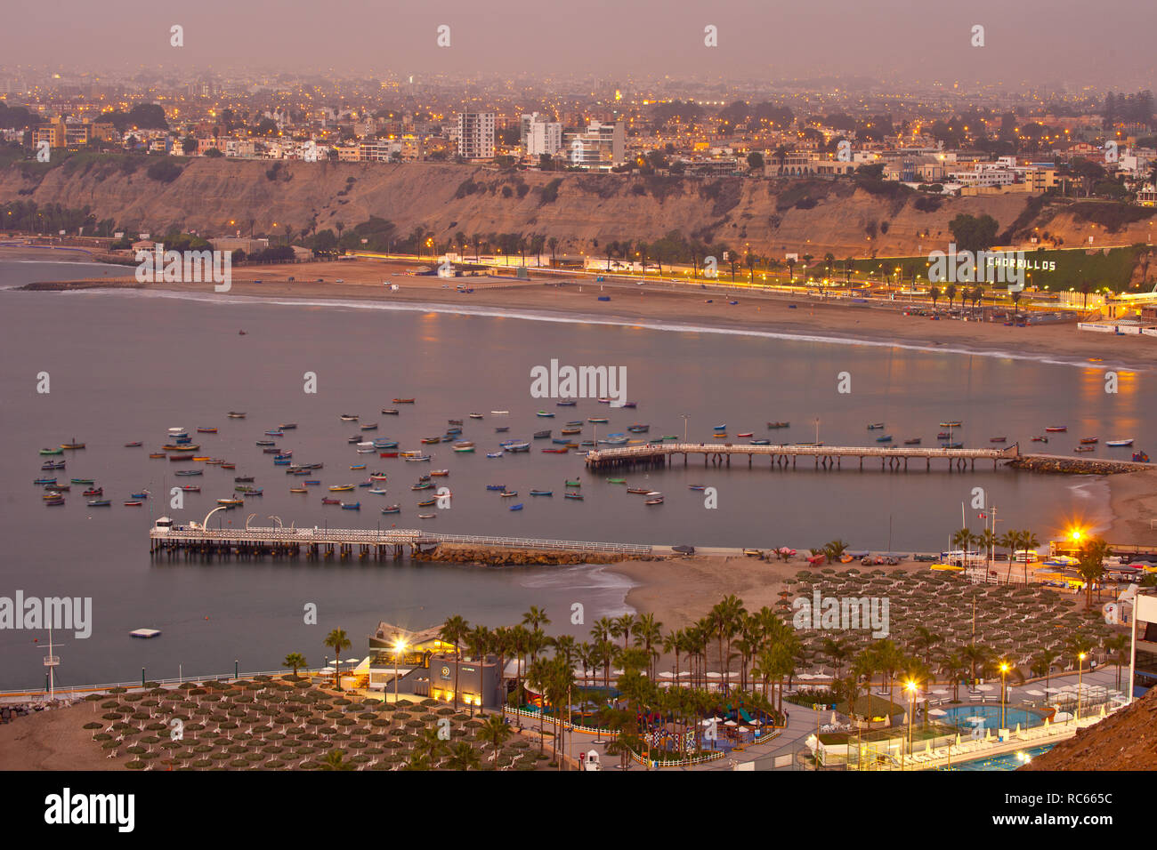 Night view of the beachfront of Lima in Peru Stock Photo - Alamy