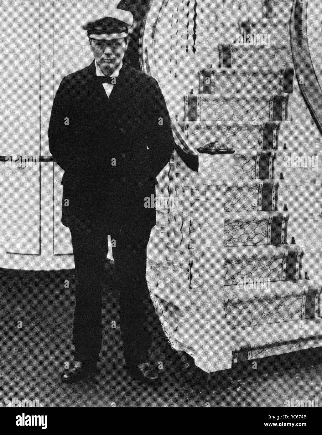 Winston Churchill on board the Royal Yacht 'Victoria and Albert', at ...