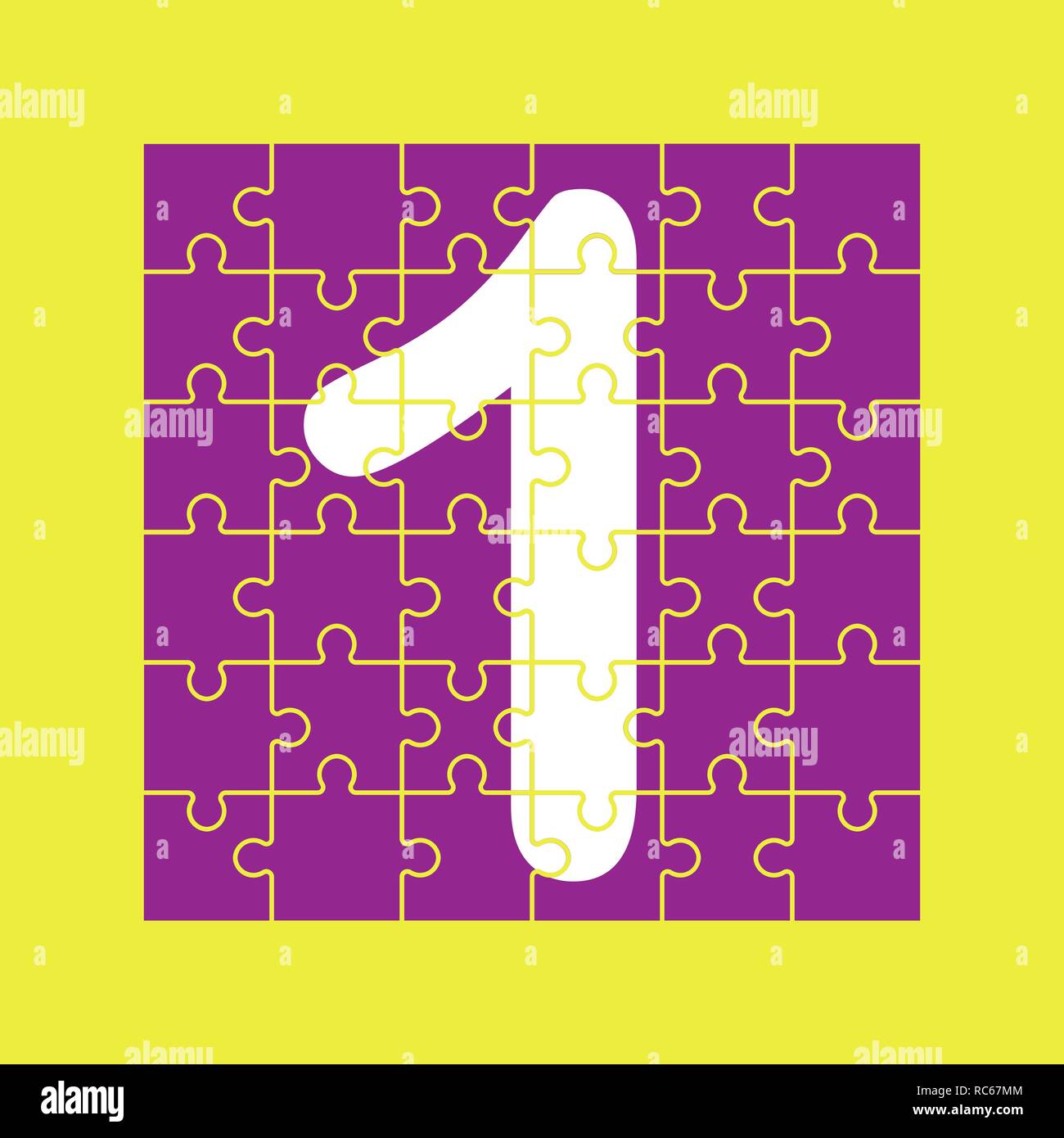 number 1 is written on the fragments of color puzzles Stock Vector ...