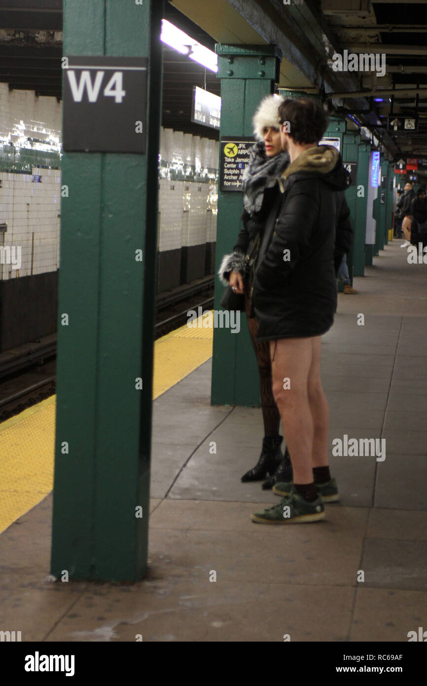 New York, New York, USA. 13th Jan, 2019. 18th Annual No Pants Subway ...