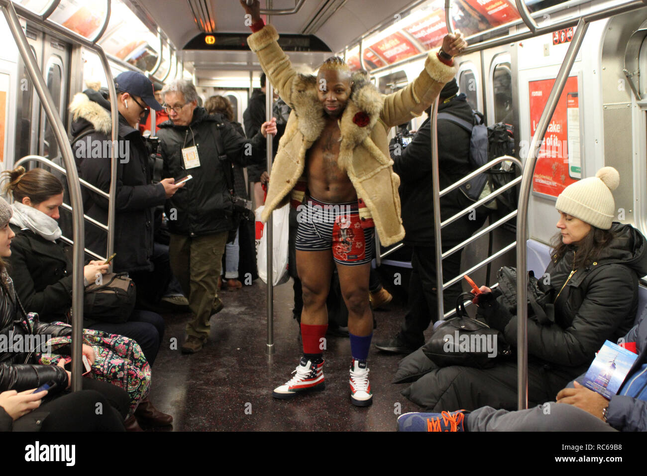 New York, New York, USA. 13th Jan, 2019. 18th Annual No Pants Subway ...