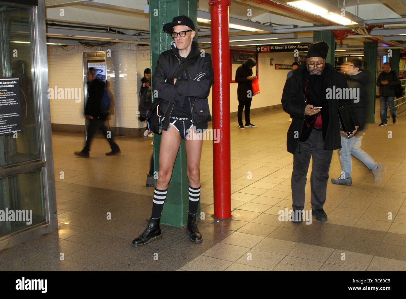 New York, New York, USA. 13th Jan, 2019. 18th Annual No Pants Subway ...