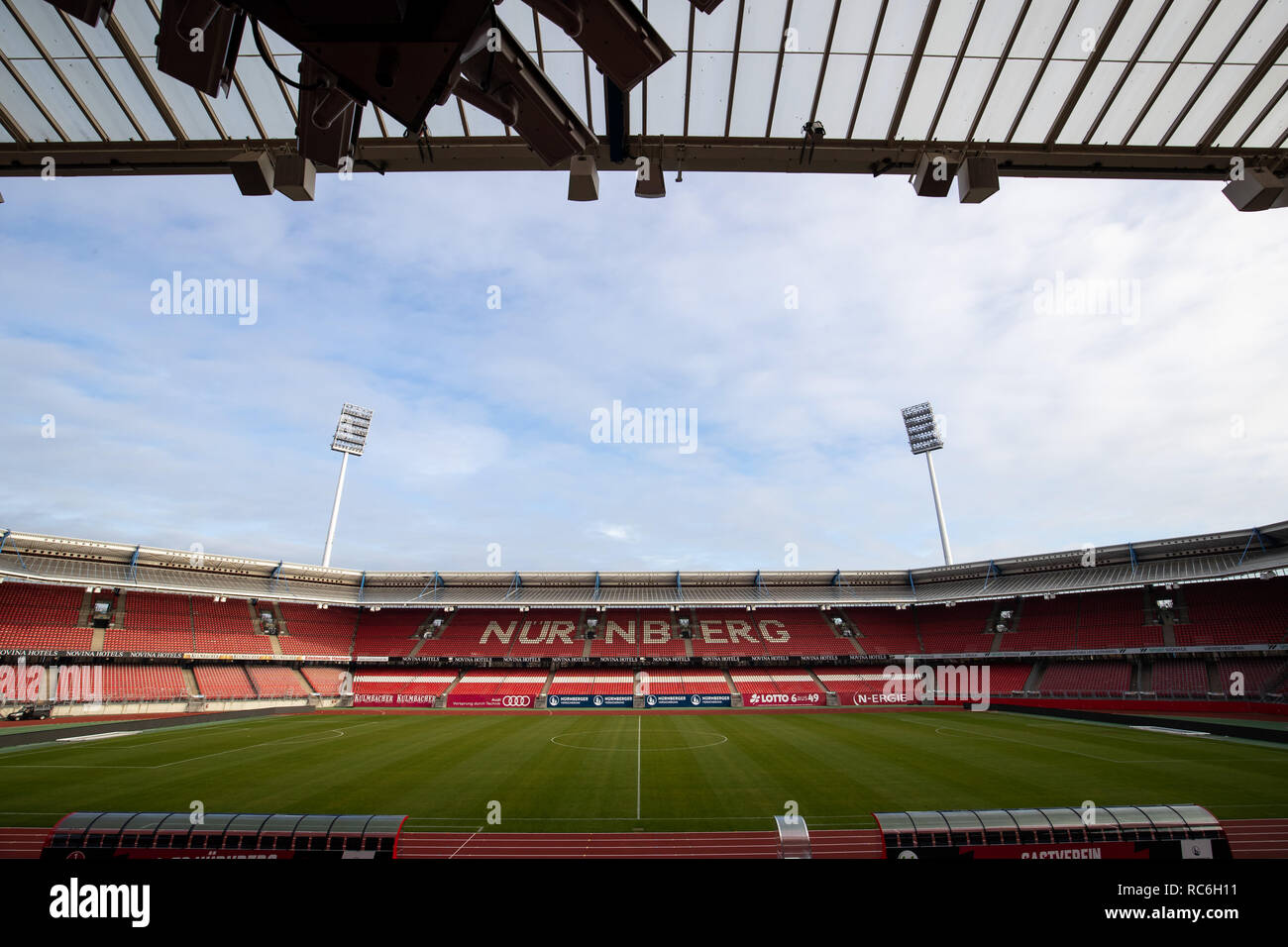 17 December 2018, Bavaria, Nürnberg: View from the main grandstand into ...