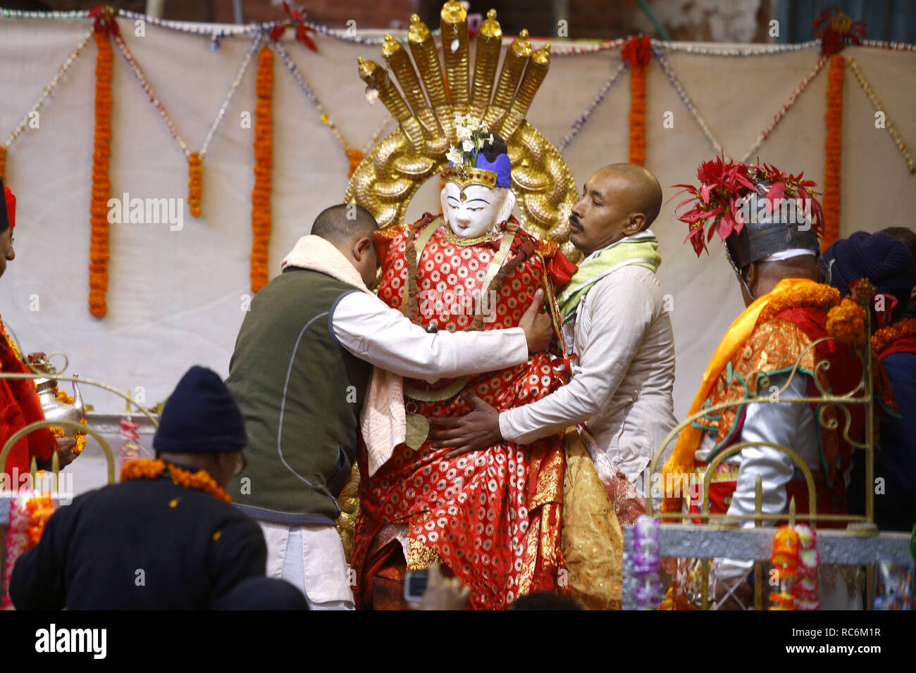 Kathmandu, Nepal. 14th Jan, 2019. Nepalese Buddhist priest seen ...
