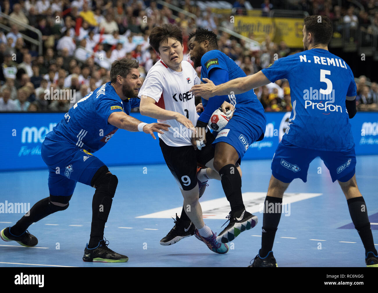 Berlin, Germany. 14th Jan, 2019. Handball: WM, France - Korea ...