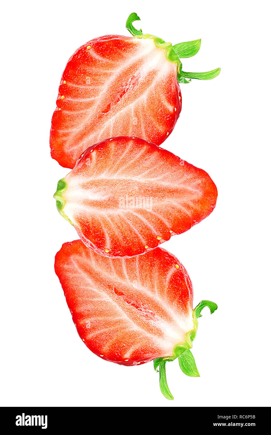Flying fresh strawberries isolated on white background Stock Photo - Alamy