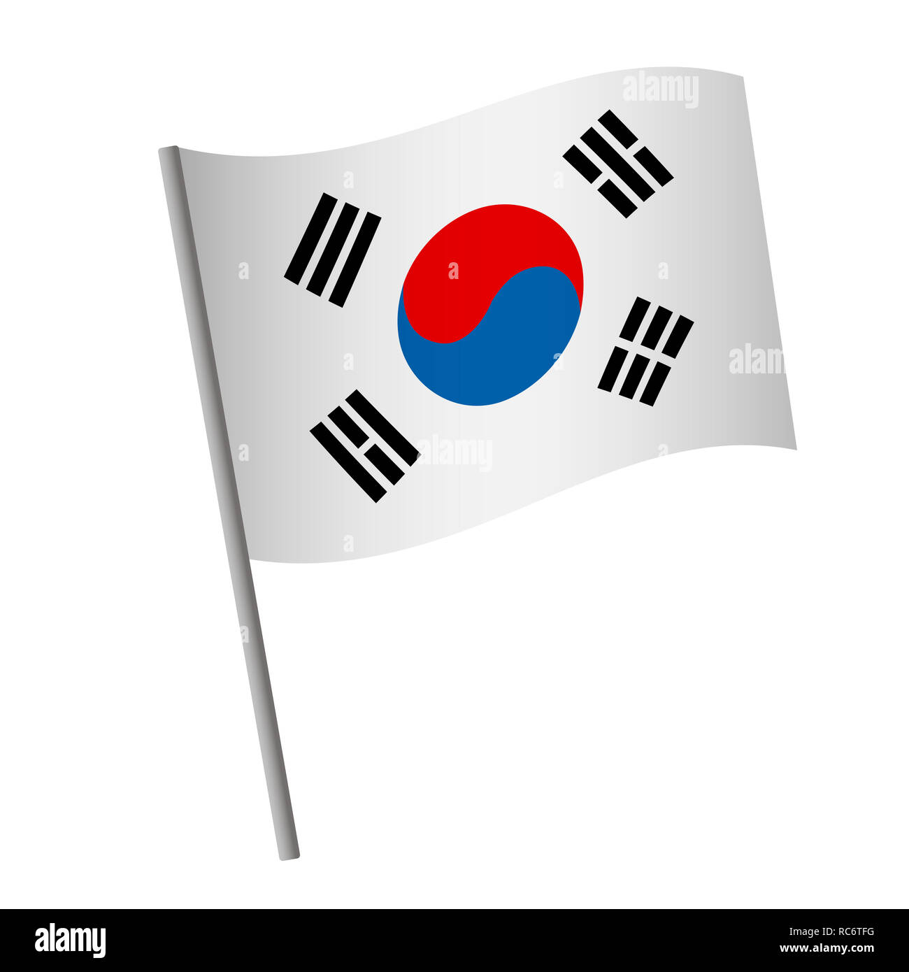 South korea flag icon. National flag of South korea on a pole ... South korea flag icon. National flag of South korea on a pole ...