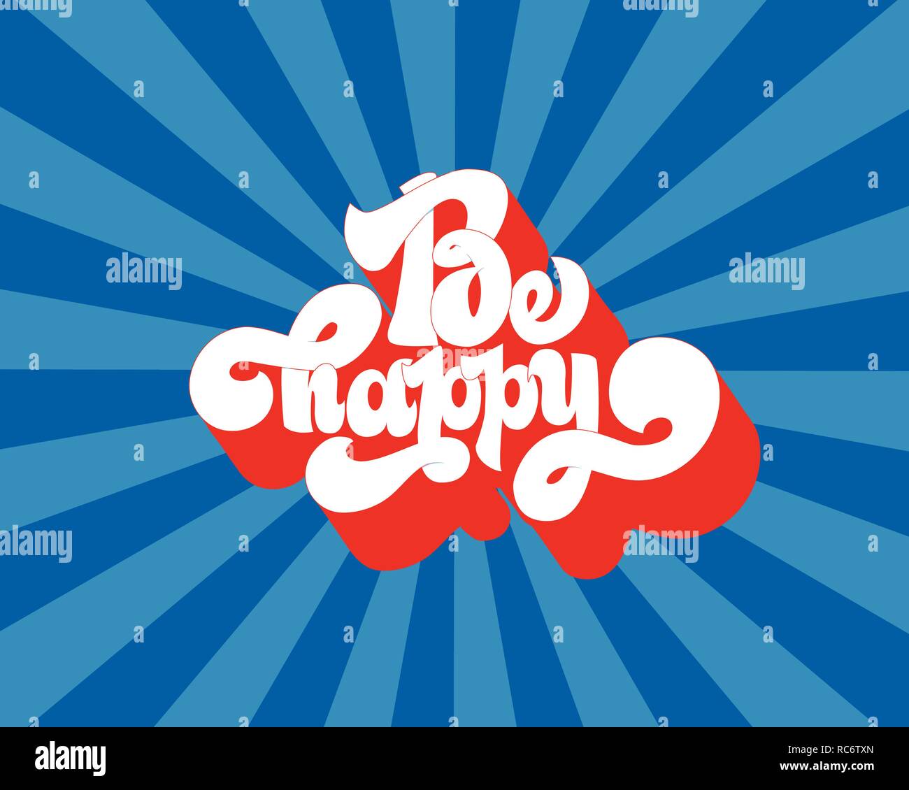 Be happy greating card hand lettering text, brush ink calligraphy ...