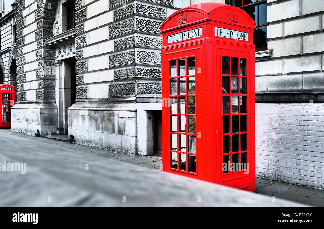 British phone box captured in a london street Stock Photo - Alamy