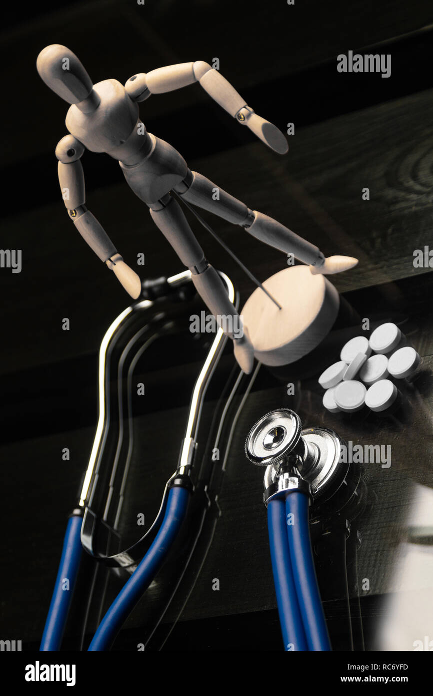 Stethoscope with ecg chart black and white hi-res stock photography and ...