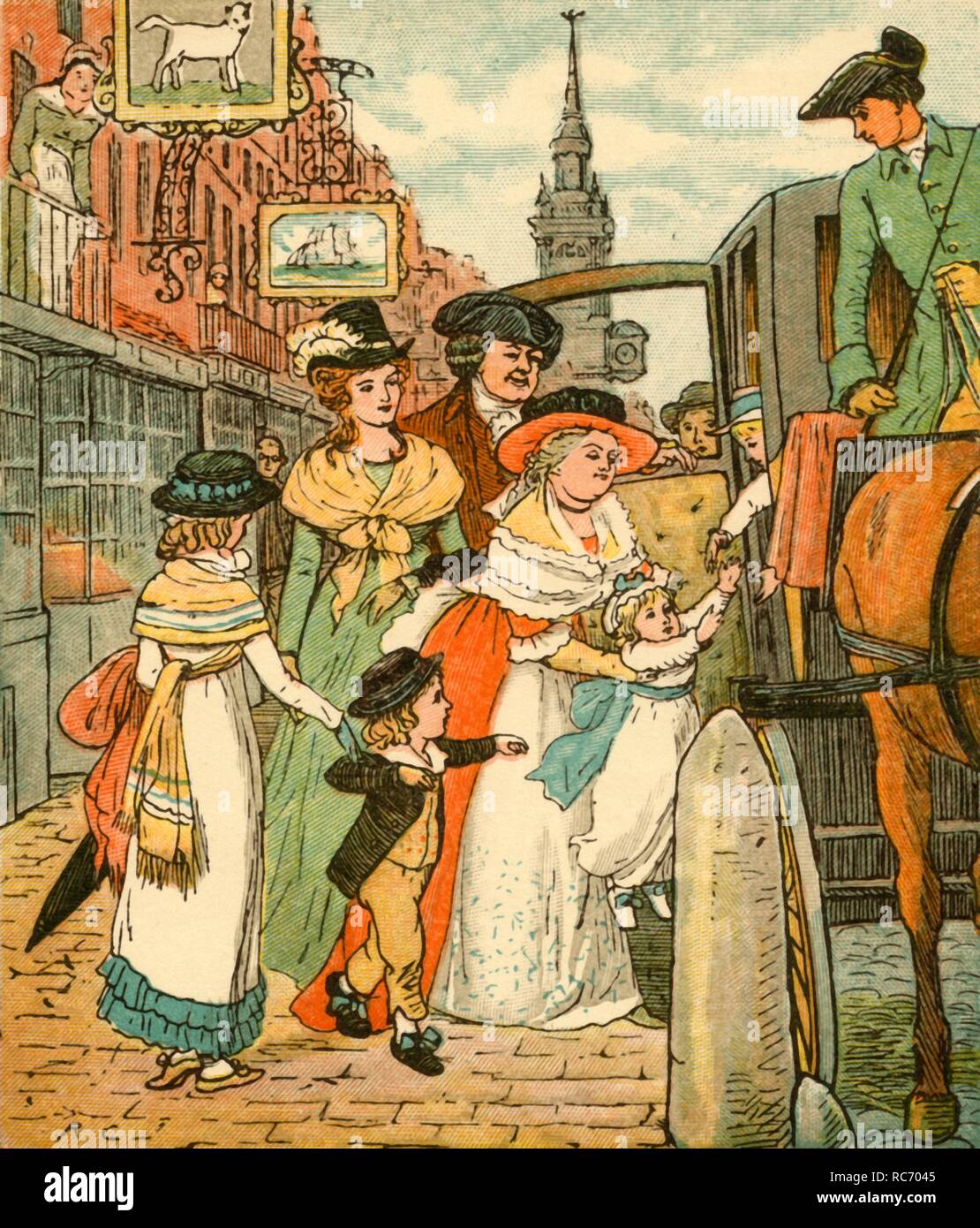 John Gilpin sees his family off in a chaise-and-pair, 1878, (c1918 ...