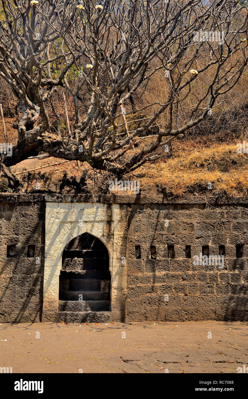 Entrance gate of Shiva temple, Pateshwar, Satara district, Maharashtra ...