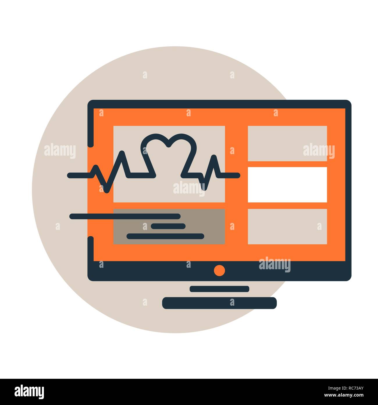 Vector icon of medical software monitoring. Heartbeat on monitor ...