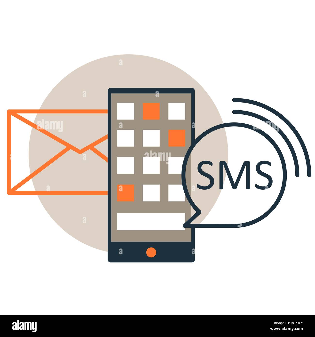 SMS, email notification for smartphone vector icon, flat line style Stock Vector Image & Art - Alamy