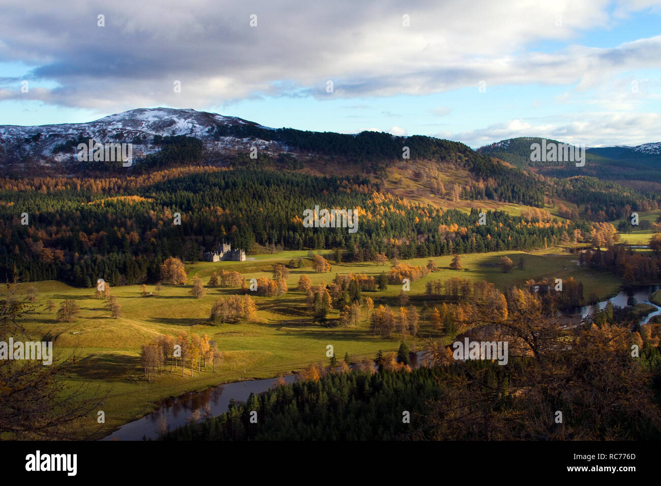 Invercauld Scottish Castle, a country house estate. Autumn in Royal ...
