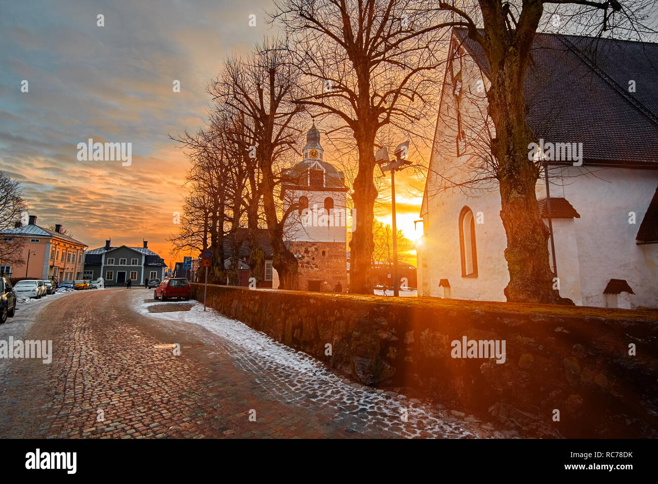 Old historic Porvoo, Finland. Medieval stone and brick Porvoo Cathedral ...