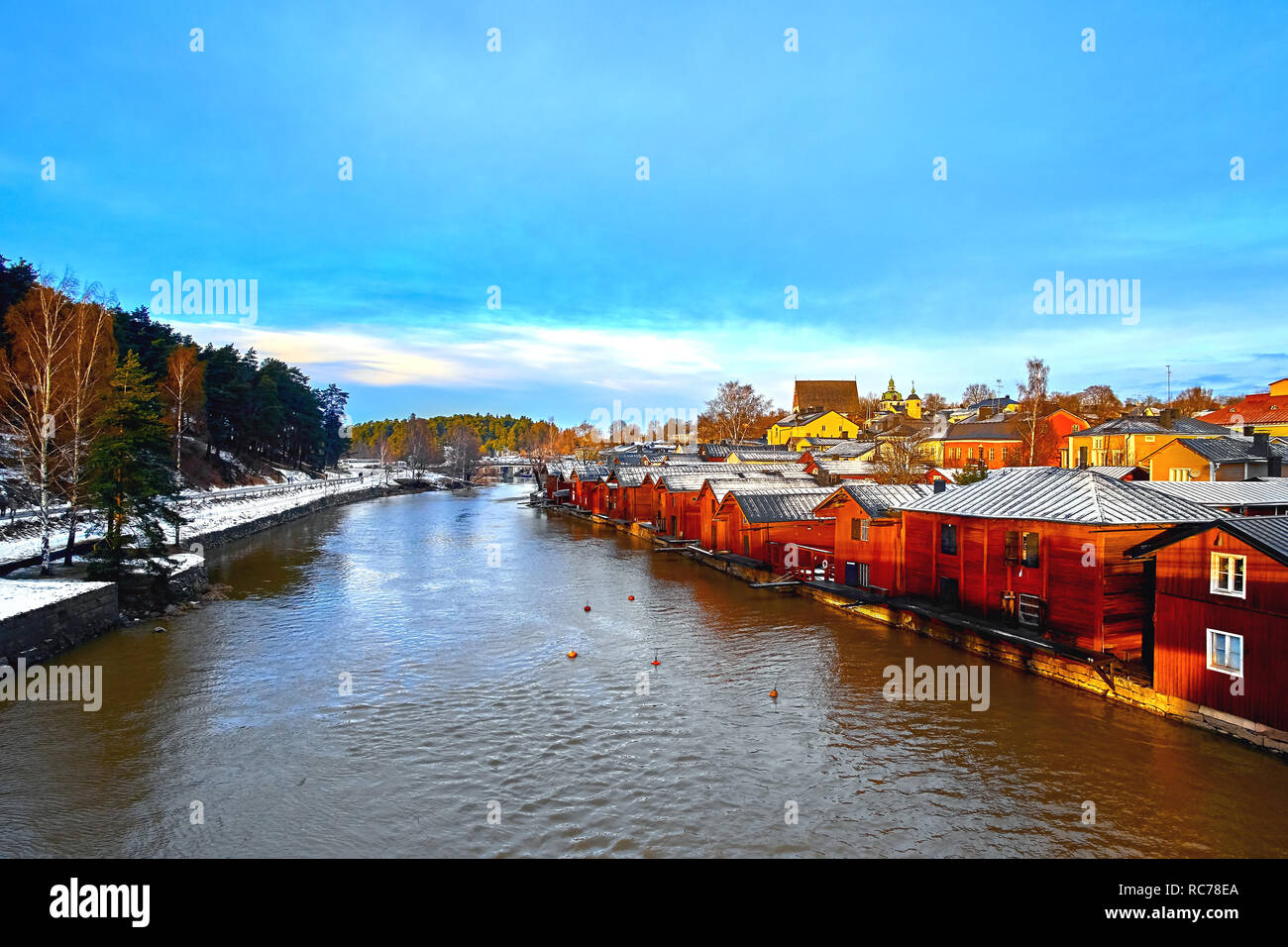 Old historic Porvoo, Finland with wooden houses and medieval stone and ...