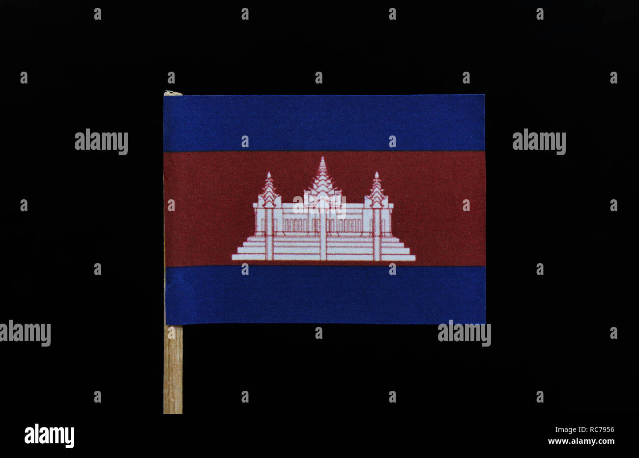 A original and unique flag of Cambodia on toothpick on black background ...