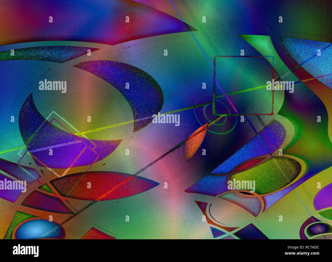 Colorful abstract with geometric shapes. 3D rendering Stock Photo - Alamy