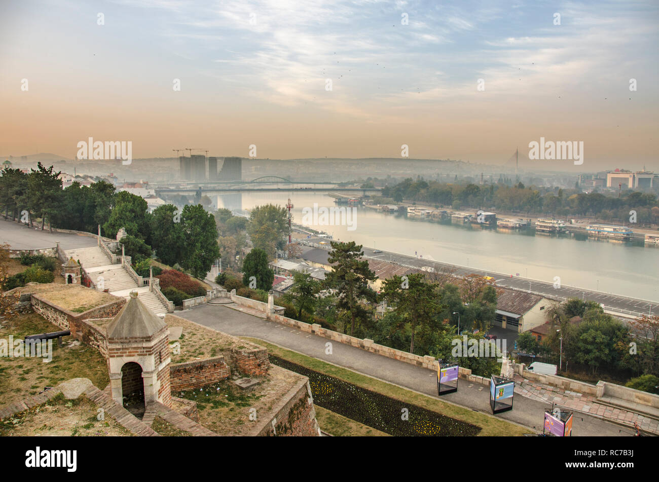 Danube River - Belgrade, Serbia – View from Kalemegdan Fortress Stock ...