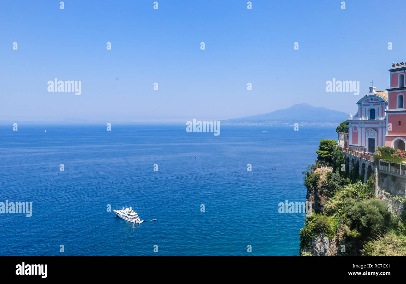Vico Equense. Italy. La chiesa di Santissima Annunziata, the volcano ...
