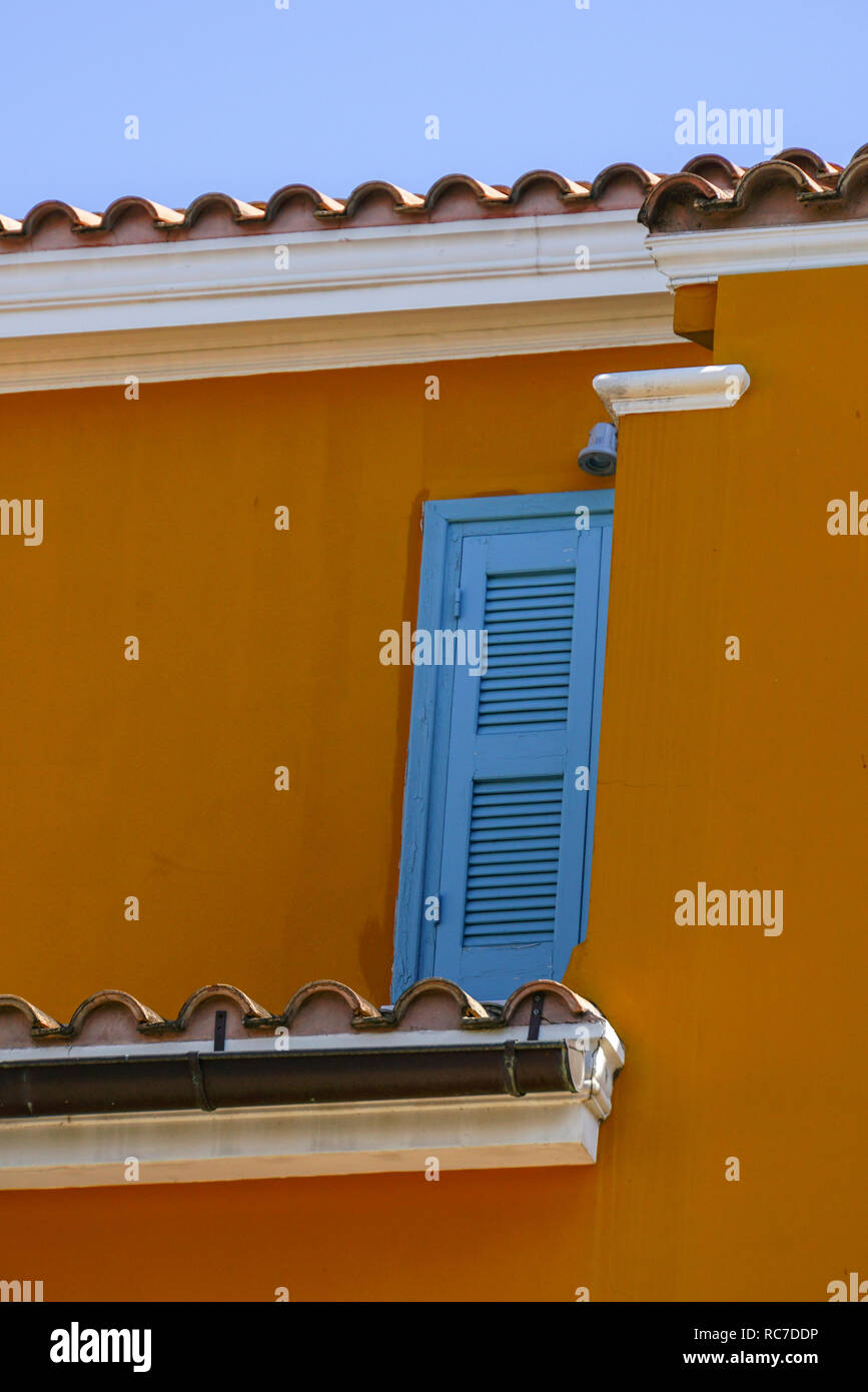 Building with orange stucco in Central Athens Stock Photo - Alamy