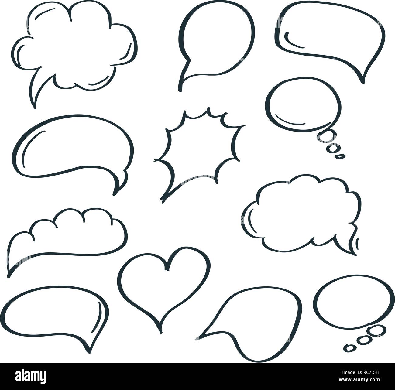 Set of hand drawn speech bubbles isolated Stock Vector Image & Art - Alamy