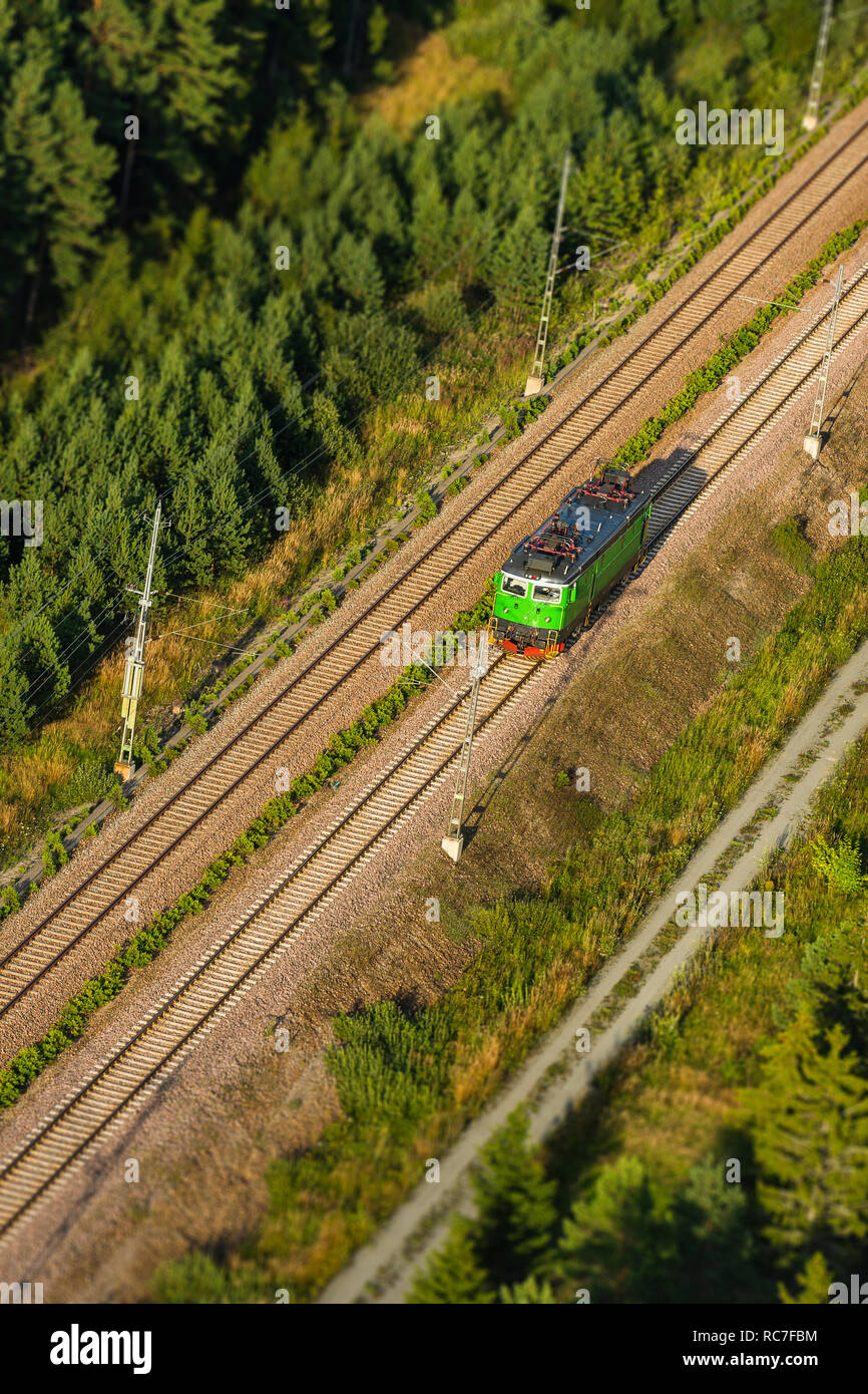 Aerial view of locomotive in forest Stock Photo - Alamy