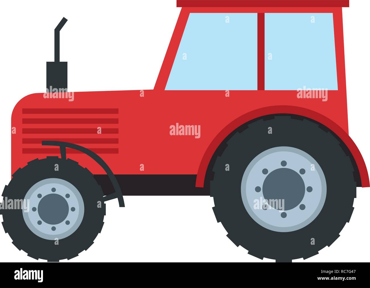 Tractor in flat style. Red tractor isolated on white. Vector ...