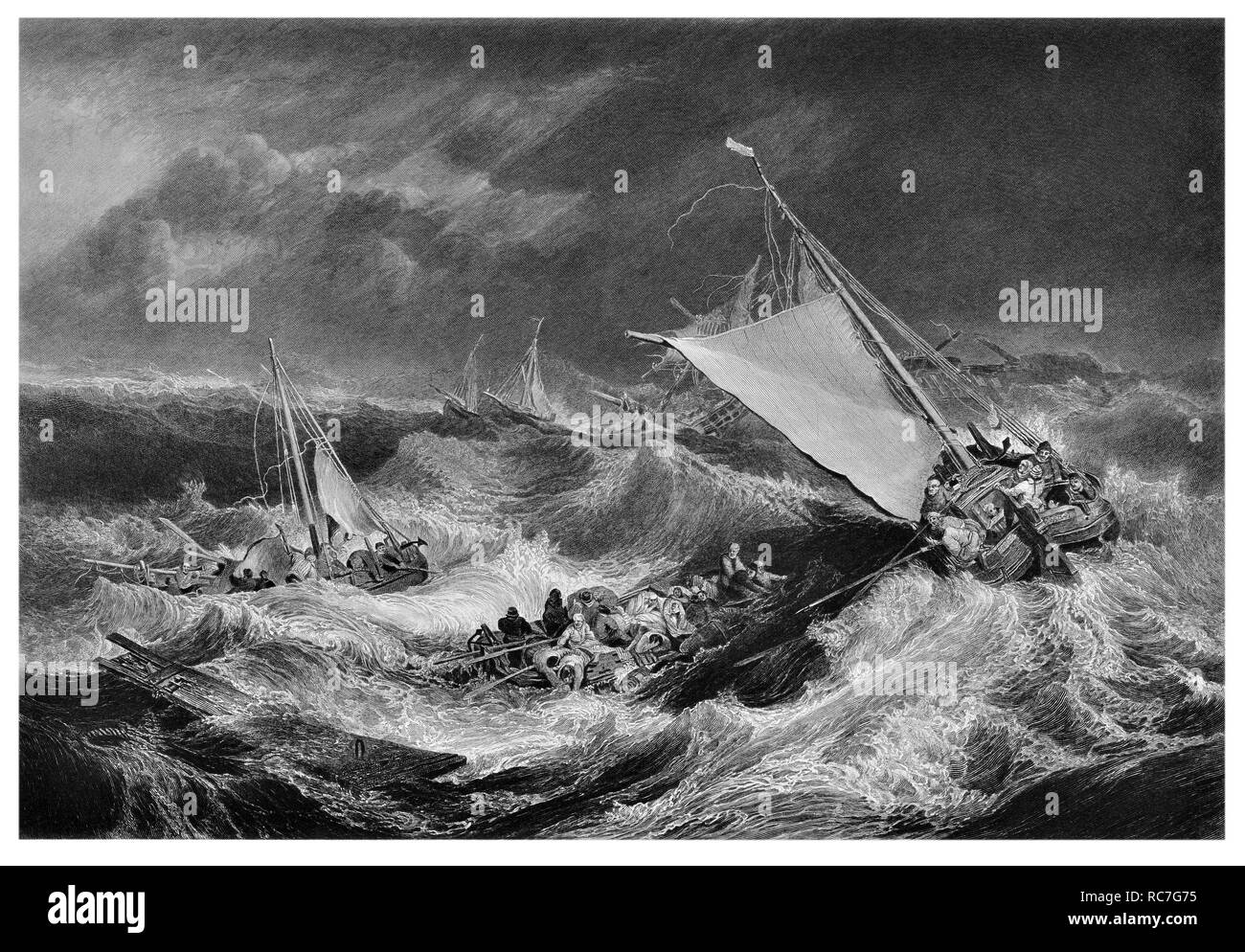 J.M.W Turner The shipwreck engraved by W. Miller Stock Photo - Alamy