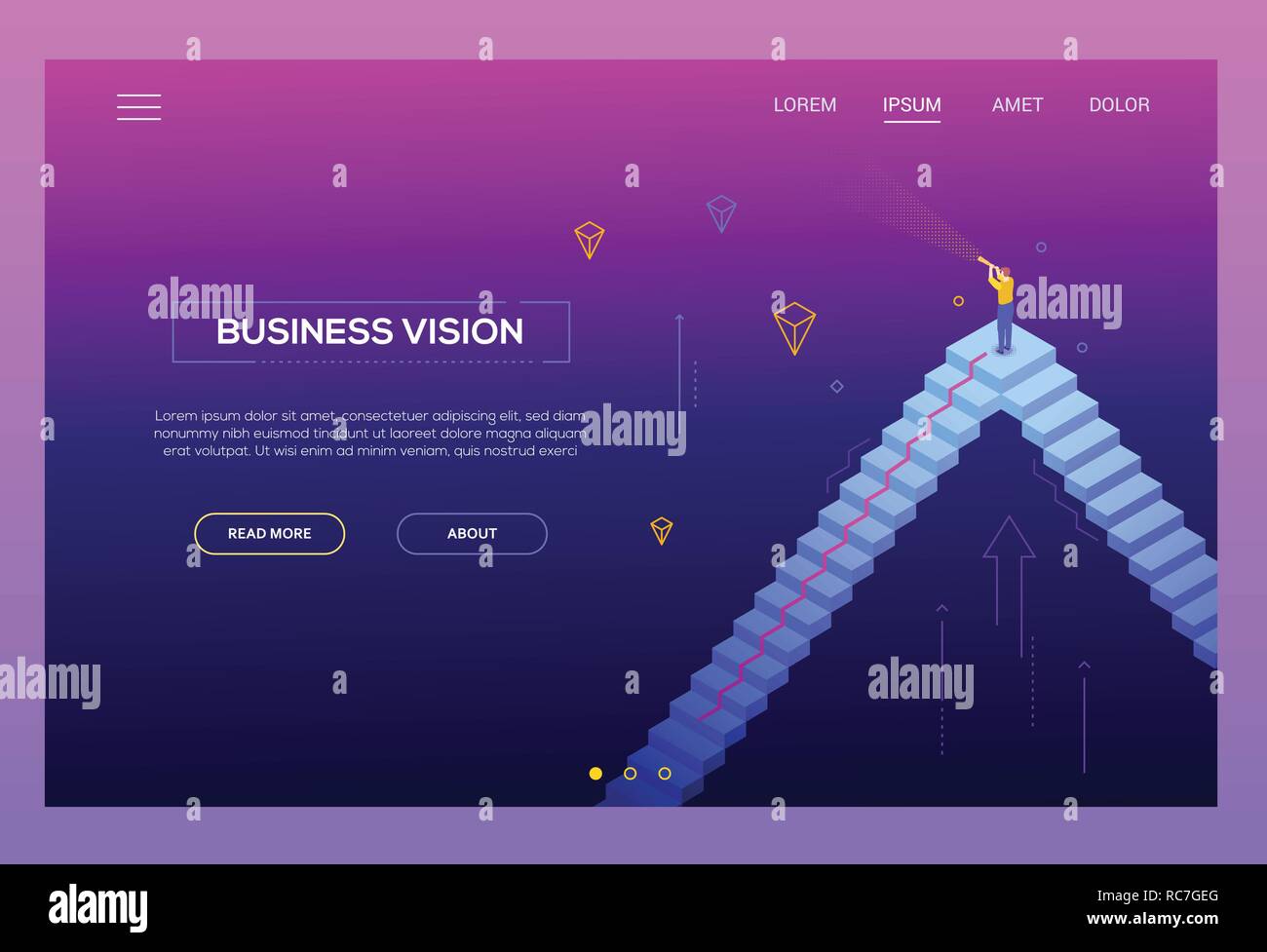 Business vision - modern isometric vector website header Stock Vector ...