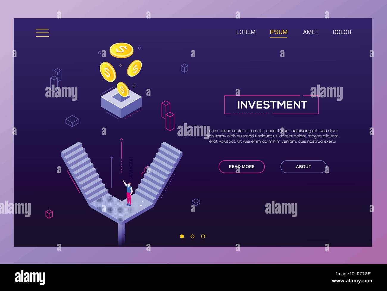 Investment concept - modern isometric vector website header Stock ...