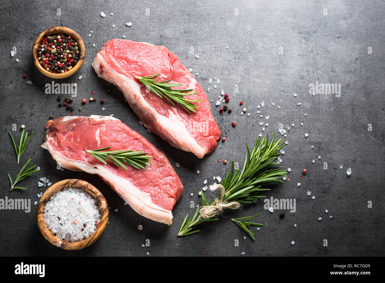 Raw beef striploin steak Stock Photo - Alamy
