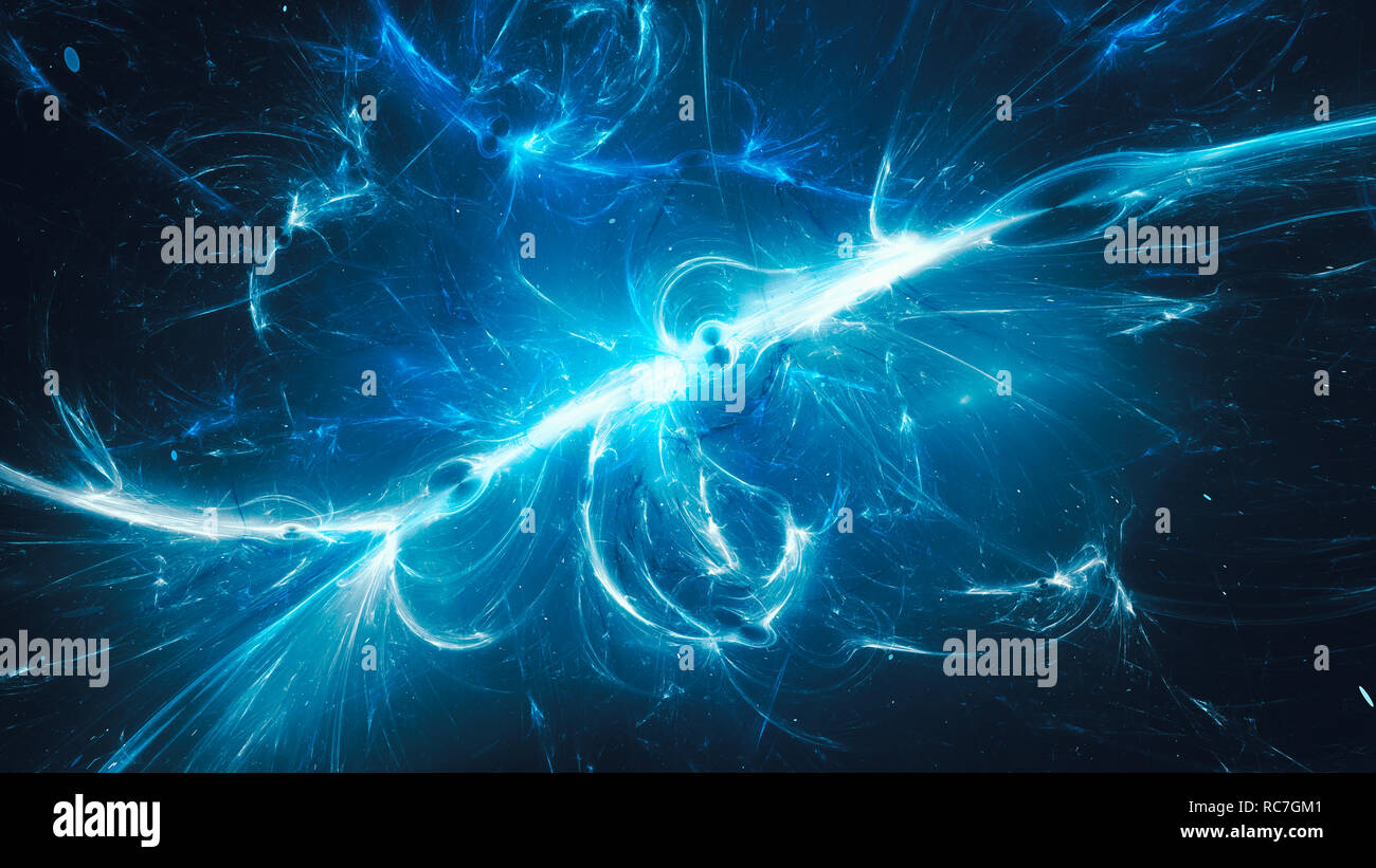 Blue glowing interstellar energy in space, computer generated abstract ...